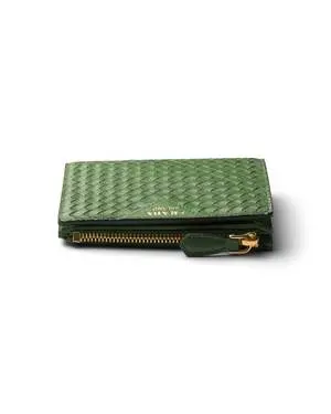 Prada Small Woven Madras Leather Wallet
