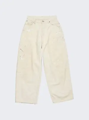 Acne Studios Loose Fit Wide Leg Jeans With Leather Pockets