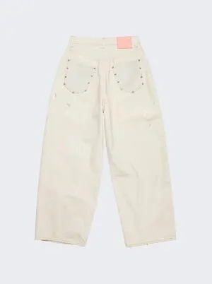 Acne Studios Loose Fit Wide Leg Jeans With Leather Pockets