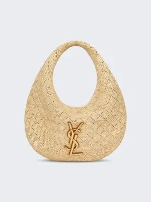 Saint Laurent Icare Raffia Hobo Bag Pale Brown - Beige