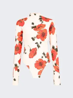 ALAÃA Secondskin Body Jersey Print Rose Pale And Rouge - Multi