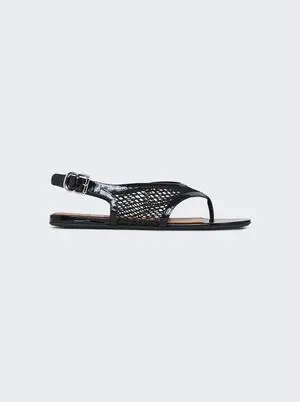 ALAÃA Alaïa Fishnet Thong Sandals - Black