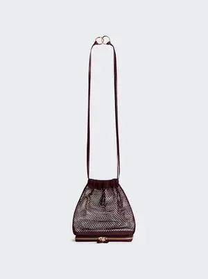Alaïa Le Pochon Fishnet Bag Garnet Red Brown