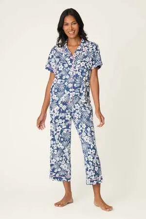PJ Salvage Cotton Jersey Midnight Garden Cropped Pajama Set