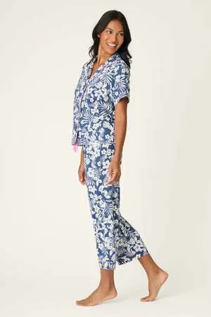 PJ Salvage Cotton Jersey Midnight Garden Cropped Pajama Set