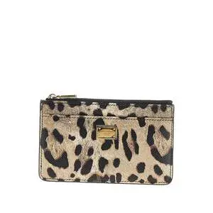 Dolce & Gabbana Leopard-print Leather Cardholder Pouch - Brown