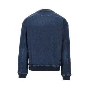 Emporio Armani Denim Crewneck Sweatshirt With Eagle Logo