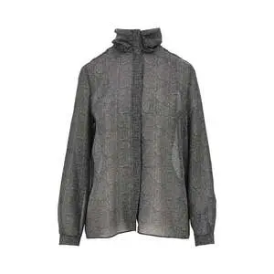 Emporio Armani Check Print Satin Shirt - Black
