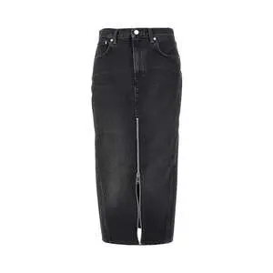 HAIKURE Denim Midi Skirt With Front Zip - Black