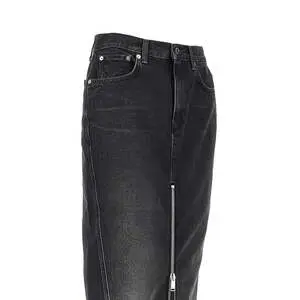 HAIKURE Denim Midi Skirt With Front Zip
