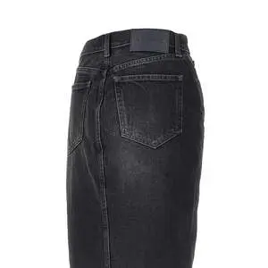 HAIKURE Denim Midi Skirt With Front Zip