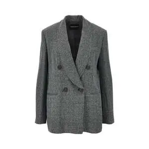 Emporio Armani Double-breasted Shawl Collar Jacket In Mouliné Fabric