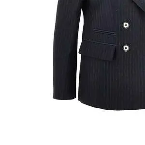 Emporio Armani Pinstriped Wool-blend Double-breasted Jacket