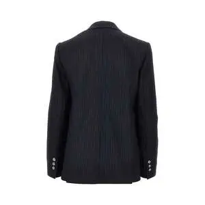 Emporio Armani Pinstriped Wool-blend Double-breasted Jacket