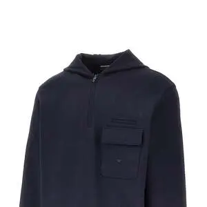 Emporio Armani Piquet Jersey Hoodie With Embroidered Eagle Logo