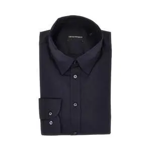 Emporio Armani Cotton-blend Technical Poplin Hirt - Blue