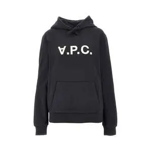 A.p.c. Flocked Logo Hoodie - Black