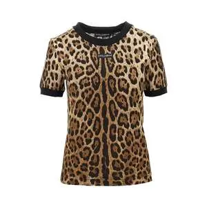 Dolce & Gabbana Leopard-print Jersey T-shirt - Brown