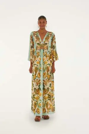 Farm Rio Sand Marine Garden Maxi Dress - Orange