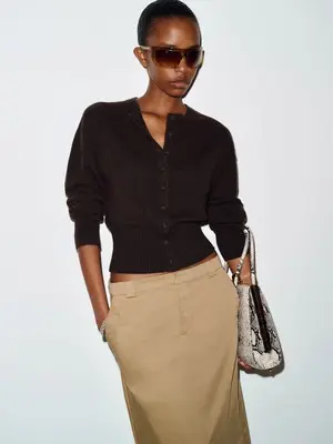 REFORMATION Ronnie Cashmere Cardigan - Brown