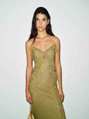 REFORMATION Maricela Lace Midi Dress - Green