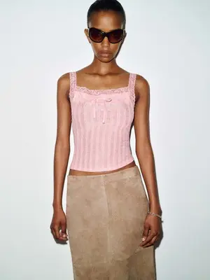 REFORMATION Arietta Knit Top Rose
