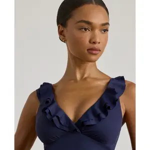 Ralph Lauren Ruffle-trim Surplice One-piece Swimsuit - Dark Navy