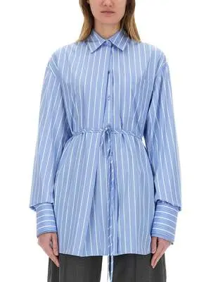 Sportmax Oversized Striped Shirt With Drawstring Waist - Multicolor