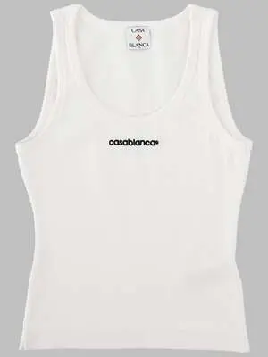 Casablanca Ribbed Logo Tank Top - White