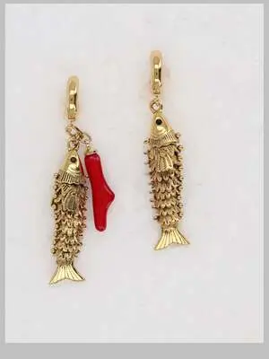 Isabel Marant Étoile Tone Fish & Coral Drop Earrings - Gold