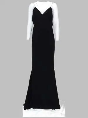 TOM FORD Sleeveless Satin Evening Gown With Chain Embroidery - Black
