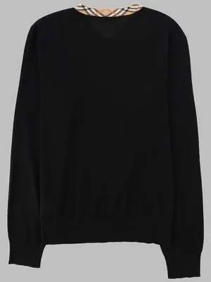Burberry Merino Wool V-neck Sweater With Check Detail