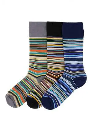 Paul Smith Set Of Three Striped Socks - Multicolor