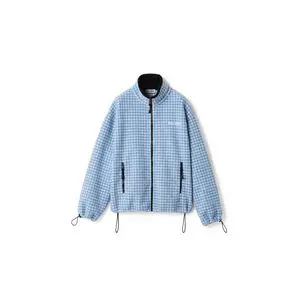 Miu Miu Gingham Check Fleece Jacket - White/light Blue