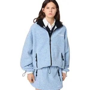 Miu Miu Gingham Check Fleece Jacket
