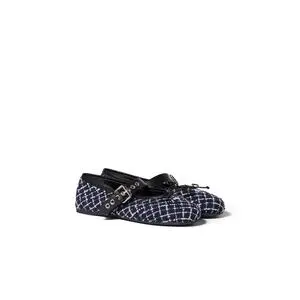 Miu Miu Tweed Check Ballerinas - Blue/ivory