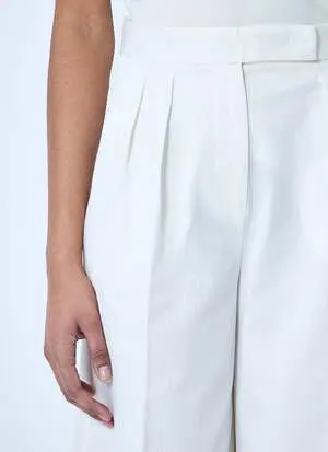 Max Mara Chenzia Tailored High-rise Textured Cotton Pants - White