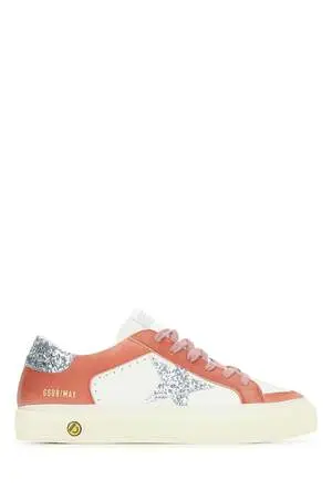 GOLDEN GOOSE May Leather Glitter Star Sneakers - Multicolor