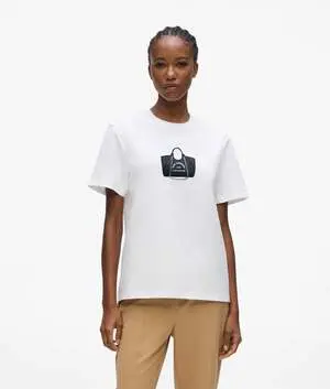 Karl Lagerfeld Organic Cotton T-shirt With Bag Motif - White