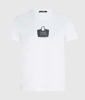 Karl Lagerfeld Organic Cotton T-shirt With Bag Motif - White