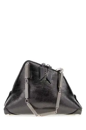 Attico Slate Leather La Scala Handbag - Black