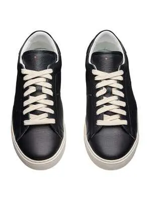 Kiton Leather Sneakers With Contrast Stitching - Blue