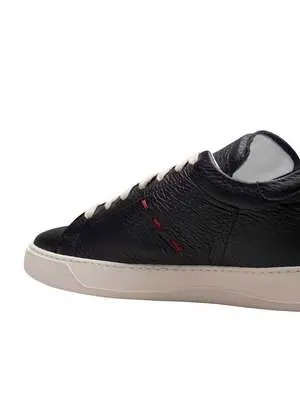 Kiton Leather Sneakers With Contrast Stitching - Blue