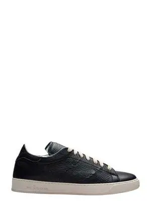 Kiton KITON Leather Sneakers With Contrast Stitching Blue
