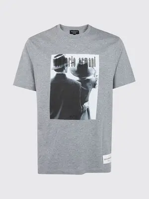Emporio Armani Graphic Print Cotton T-shirt With Contrast Logo - Grey 1