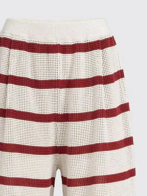 Brunello Cucinelli Striped High-waisted Crochet Cotton Bermuda Shorts
