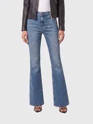 Philipp Plein High-waisted Flared Jeans In Stretch Denim With Metal Logo - Turquoise