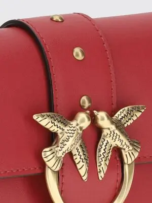 Pinko Love Bag One Mini Leather Crossbody Bag With Love Birds Logo - Red