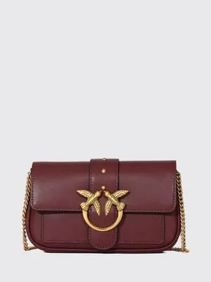Pinko Love Bag One Mini Leather Crossbody Bag With Love Birds Logo - Ruby