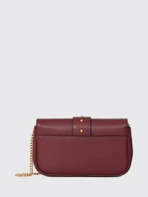 Pinko Love Bag One Mini Leather Crossbody Bag With Love Birds Logo - Ruby